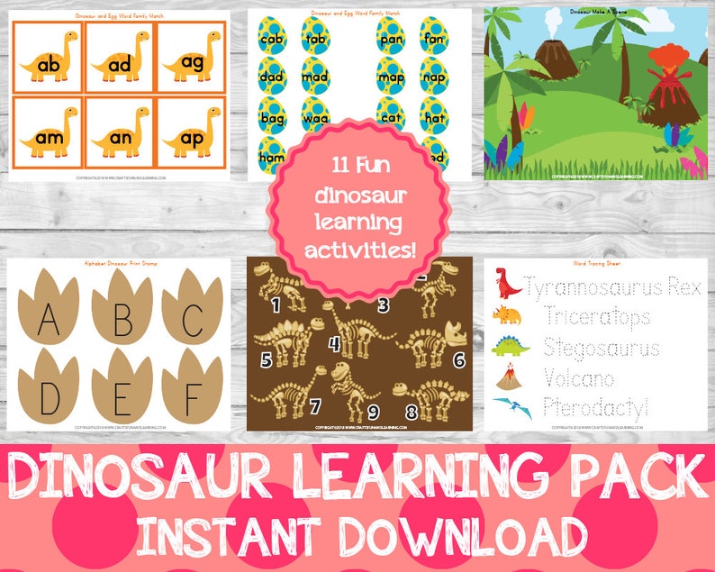 Dinosaur Preschool Learning Pack, Fun Activities (instant Download) - Etsy