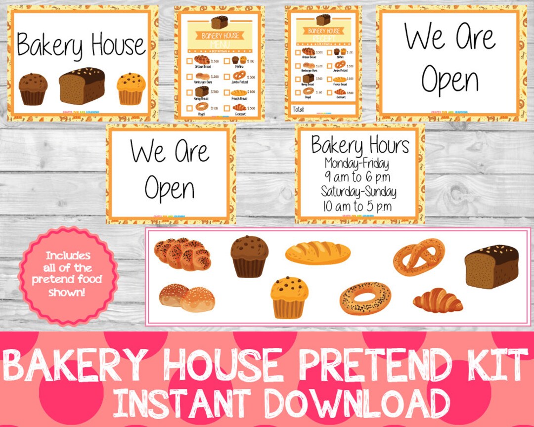 Bakery House Pretend Play Kit, Printable Bakery Menu (PDF) - Etsy