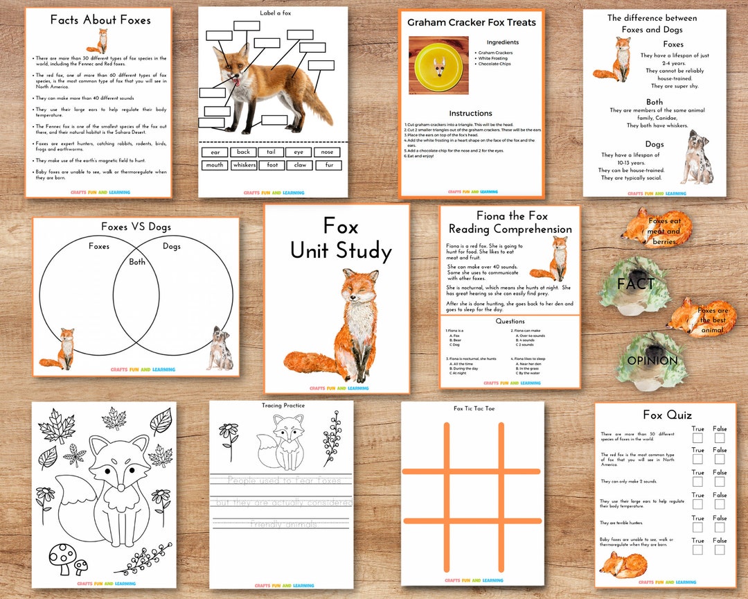 Fox Unit Study, Fox Learning Pack, Fox Activity Pack, Fox Nature Study ...
