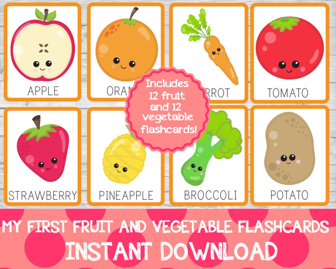 My First Fruit and Vegetable Flashcards, Early Learning Printables ...