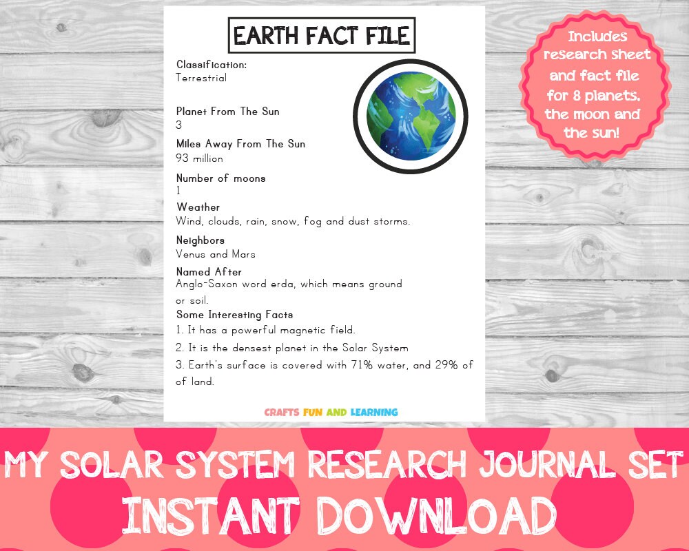 My Solar System Research Journal Set My Solar System Field | Etsy
