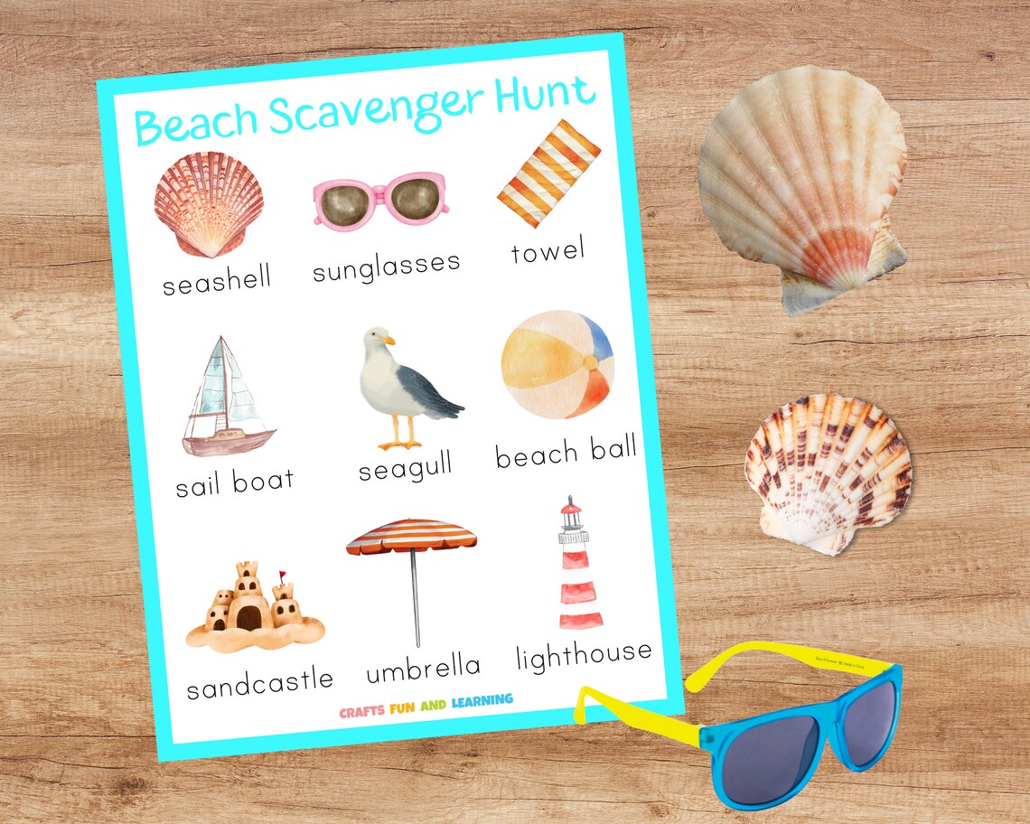 Beach Scavenger Hunt Printable Scavenger Hunt for Kids - Etsy