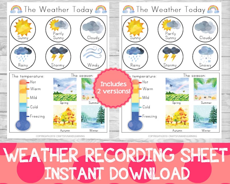 Weather Recording Sheet Morning Menu | Etsy