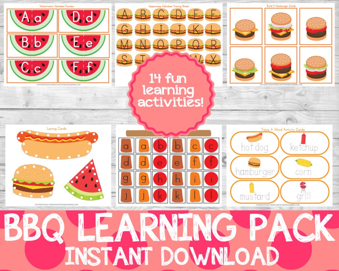 Summer BBQ Learning Pack, Summer Preschool Pack, Summer Learning Pack ...