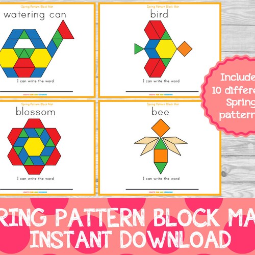 Spring Pattern Block Mats Spring Learning Pack Spring - Etsy