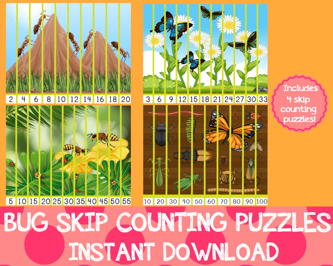 Bug Skip Counting Puzzles Set - Etsy