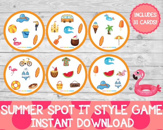 Summer Spot It Style Game Summer Matching Gamefind the - Etsy