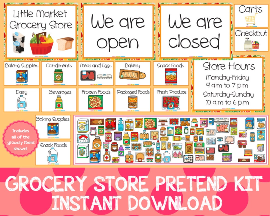 Pretend Grocery Store, Dramatic Play Store - Etsy