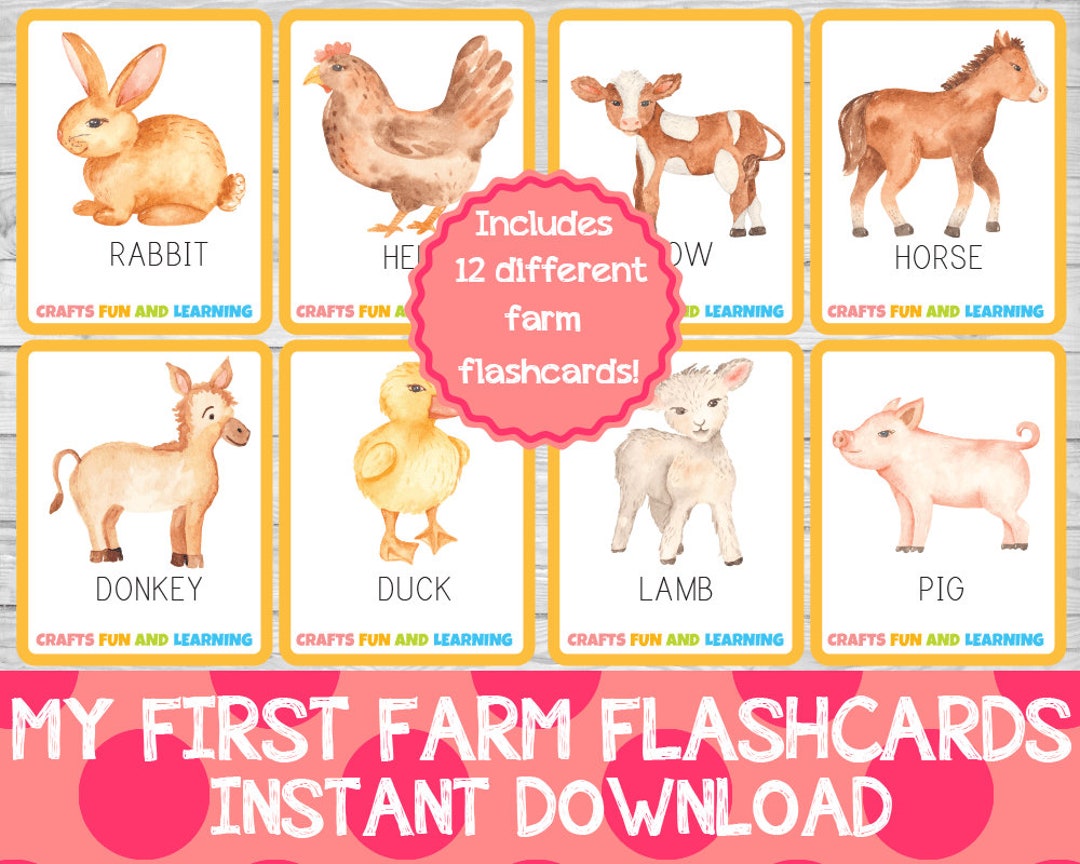 My First Farm Flashcards, Early Learning Printables, Farm Learning - Etsy