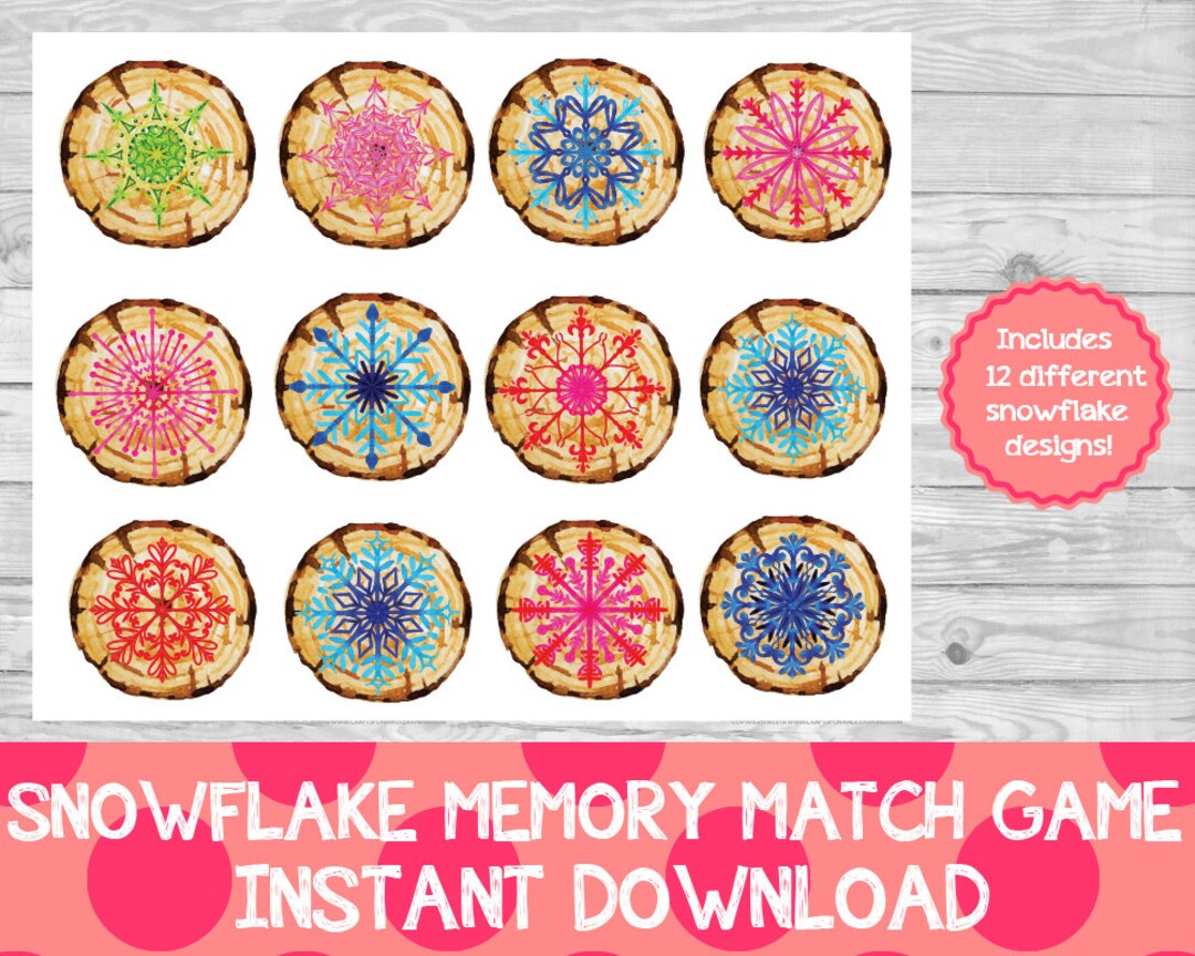 Snowflake Memory Match Game, Montessori Matching Game, Montessori ...