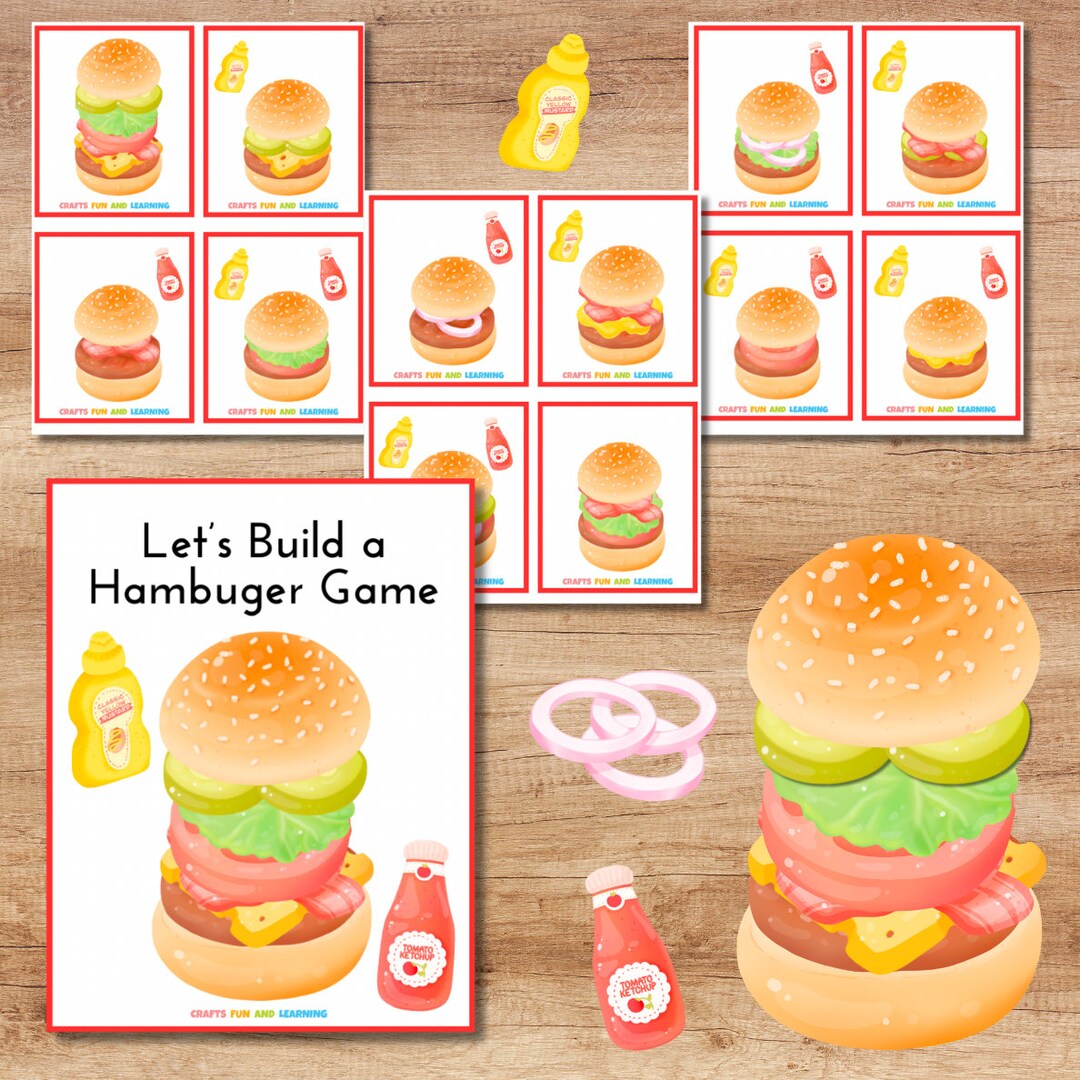 Let's Build a Burger Game, Busy Bags, Learning Games, Dramatic Play ...