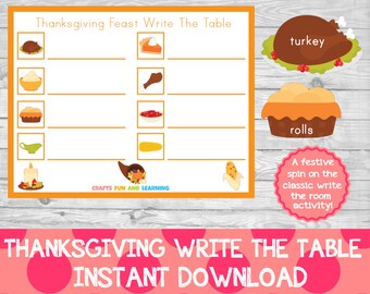 Thanksgiving Feast Write the Room Activity | Fun Learning for Kids ...
