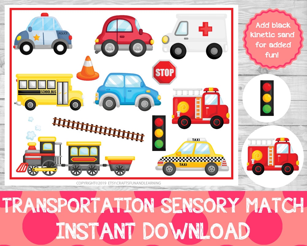 Transportation Sensory Match Sensory Look and Find | Etsy