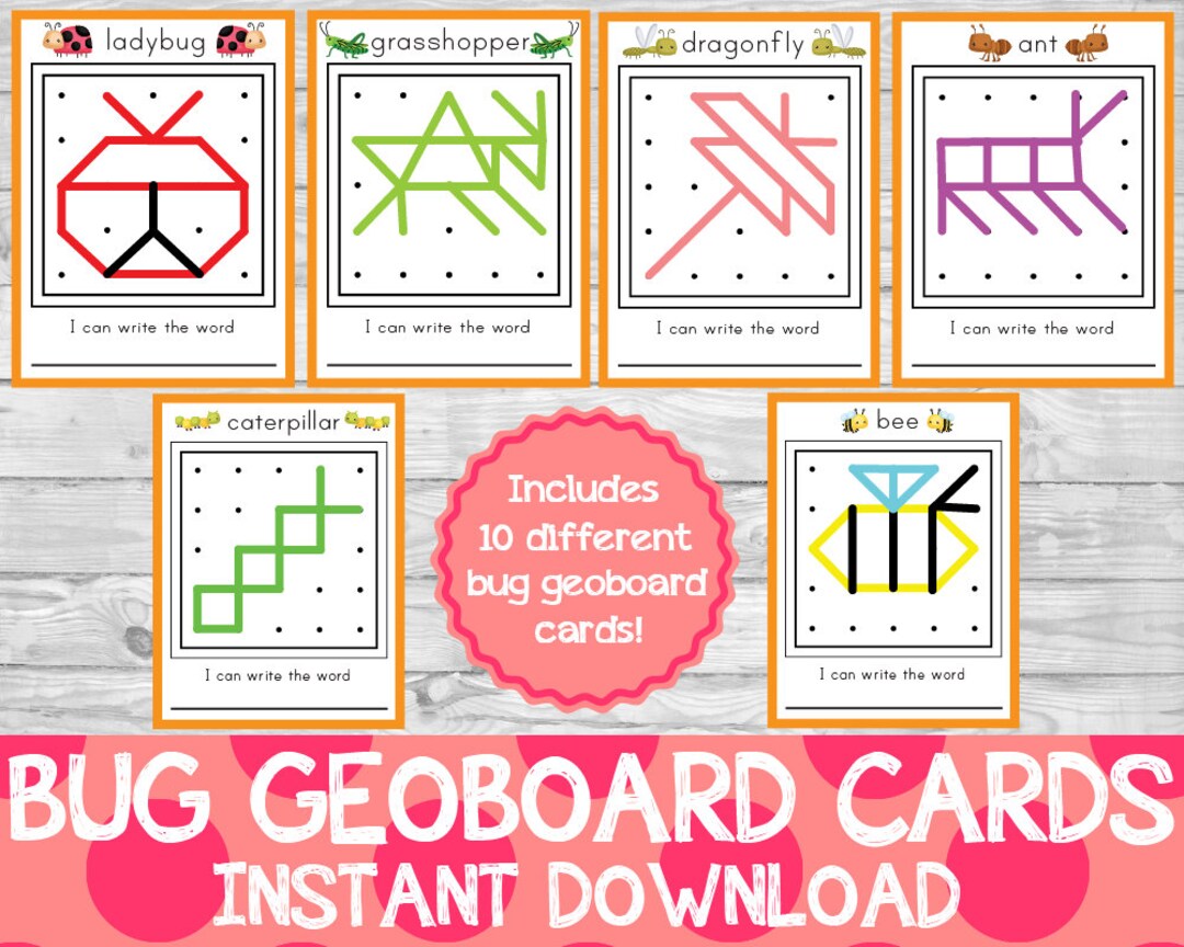 Bug Geoboard Cards, Insect Geoboard Cards, Bug Preschool Pack, Bug ...