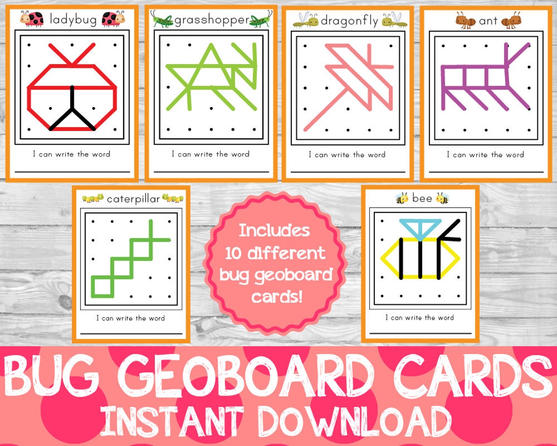 Bug Geoboard Cards, Insect Geoboard Cards, Bug Preschool Pack, Bug ...