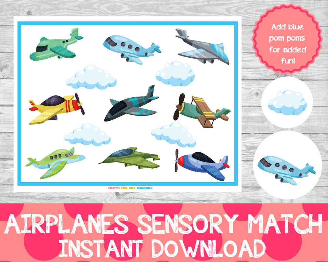 Airplane Sensory Match, Airplane Sensory Look and Find, Sensory Look ...