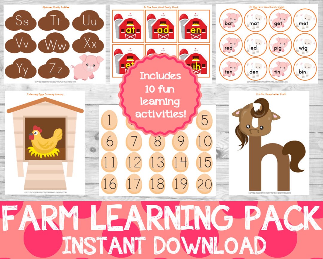 Farm Learning Pack, Farm Preschool Pack,instant DOWNLOAD - Etsy