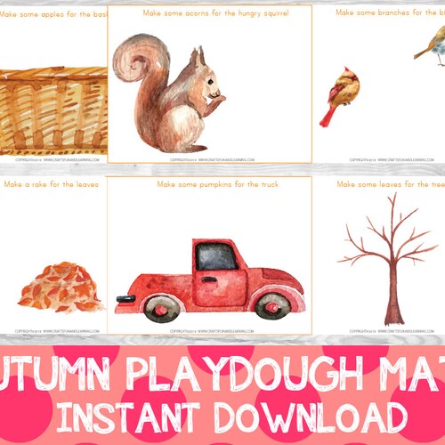 Autumn Play Dough Mats Fall Play Dough Mats Autumn Learning - Etsy