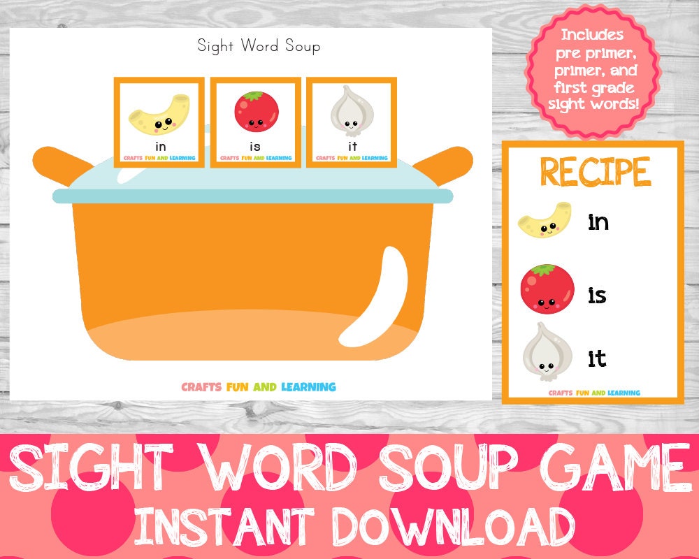 Sight Word Soup Game | Etsy