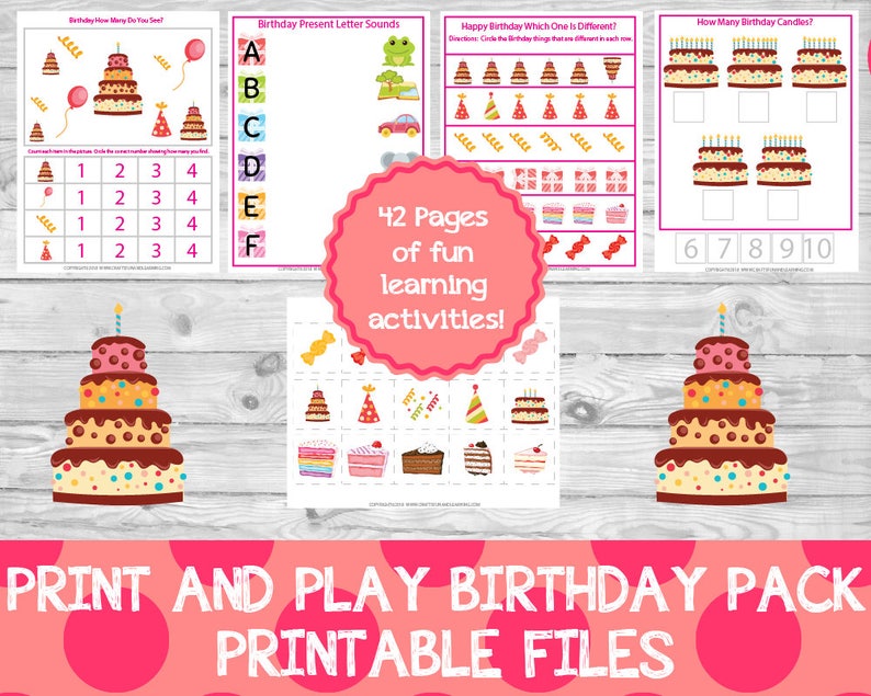 No Prep Print and Play Birthday Preschool Pack Birthday - Etsy