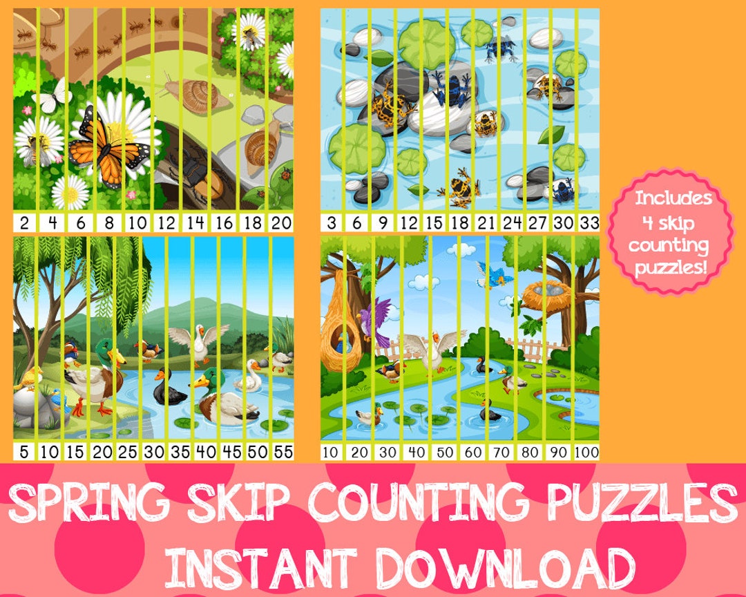 Spring Skip Counting Puzzles Set - Etsy