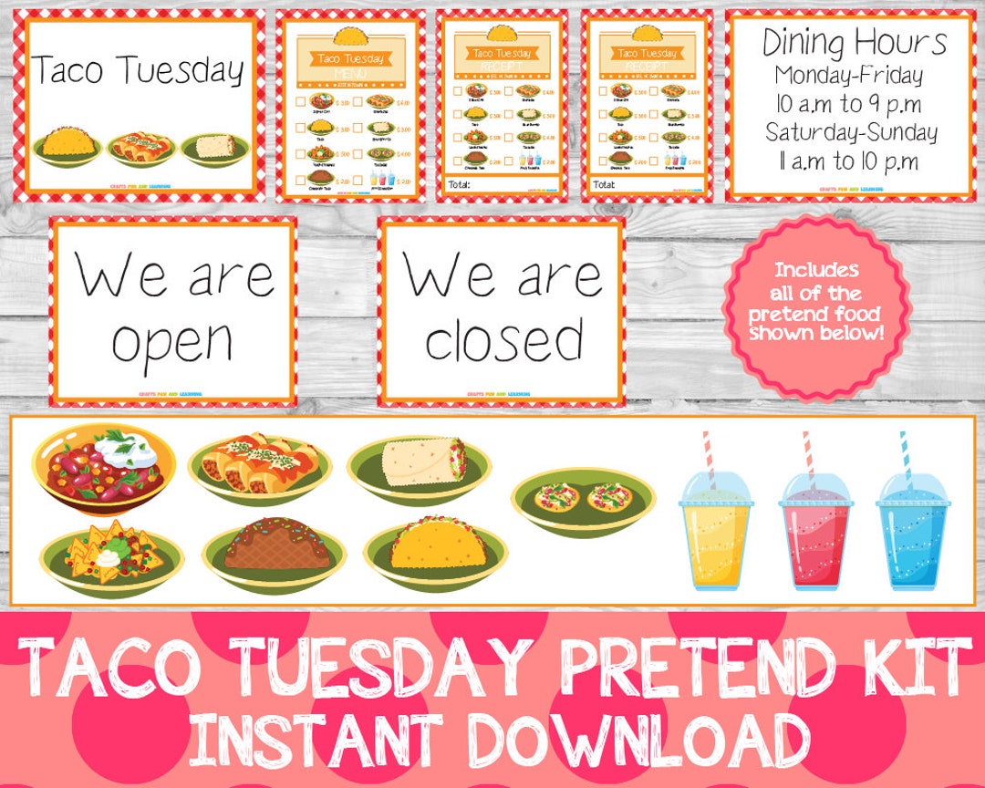 Taco Tuesday Pretend Kit, Pretend Tacos - Etsy