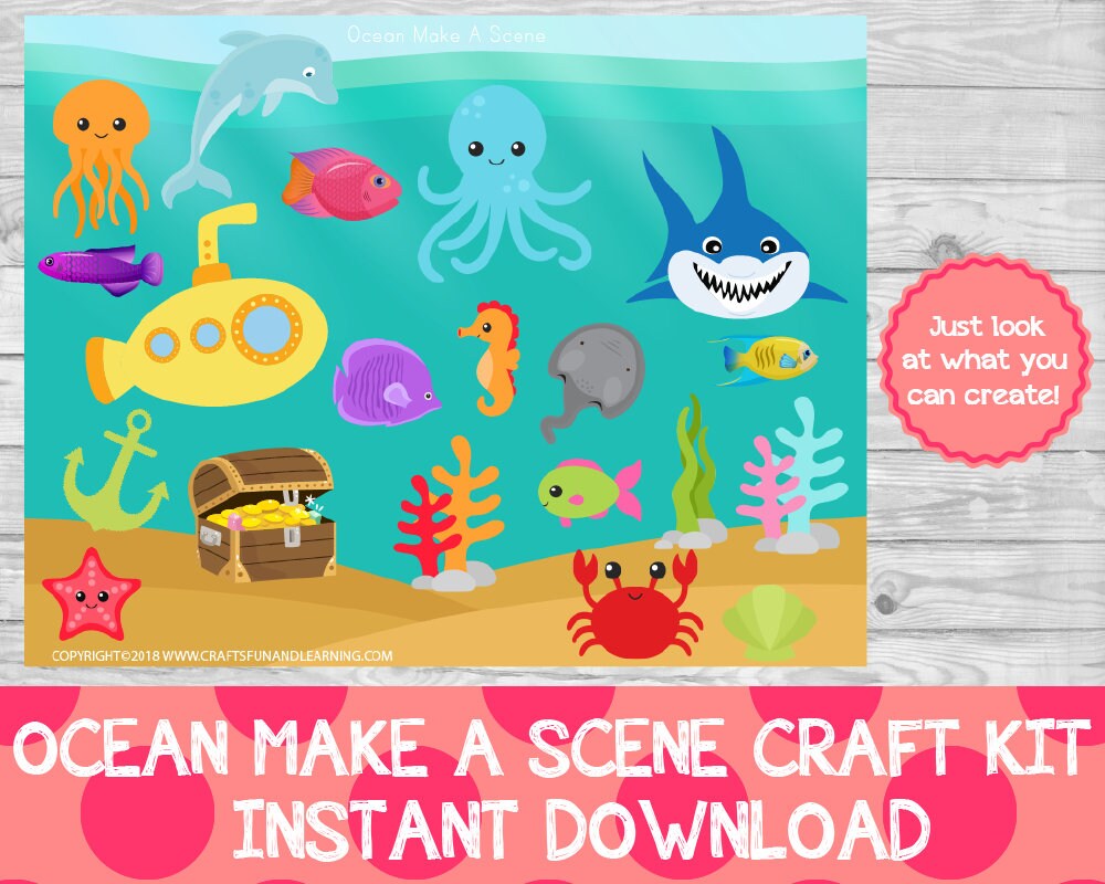 Ocean Make A Scene Craft Kit Summer Preschool Printables | Etsy