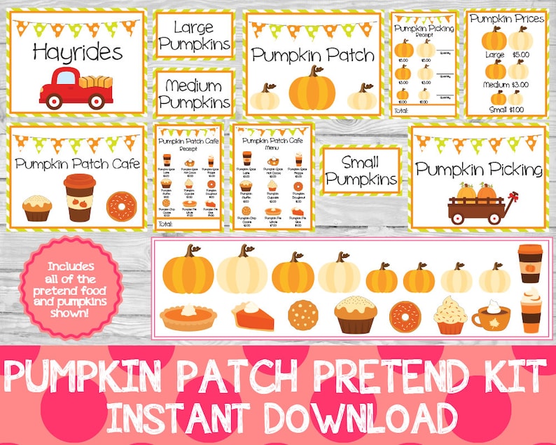 Pumpkin Patch Pretend Kit, Pretend Pumpkin Patch Printables,pretend ...