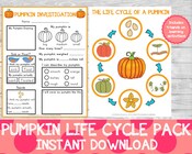 Foldable Pumpkin Life Cycle Learning Activity for Kids Halloween Nature ...