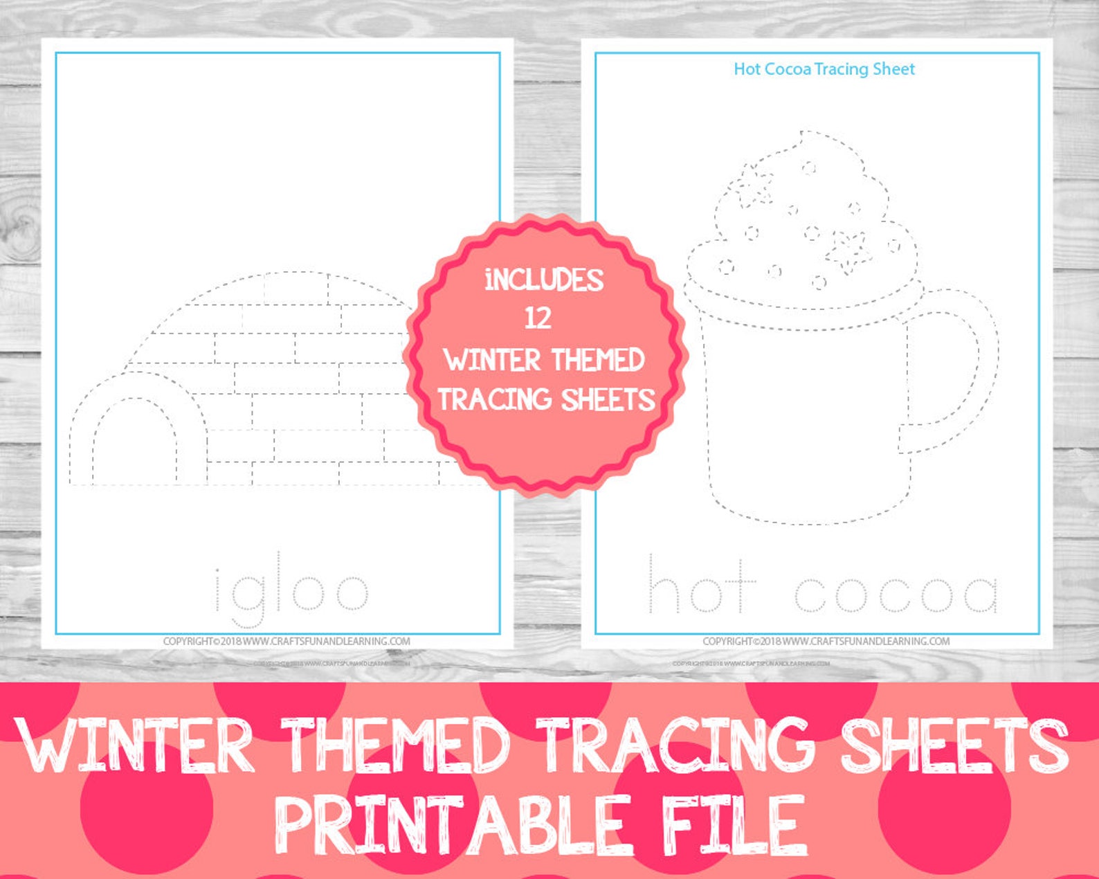 Winter Tracing Printables Winter Preschool Activities Winter - Etsy