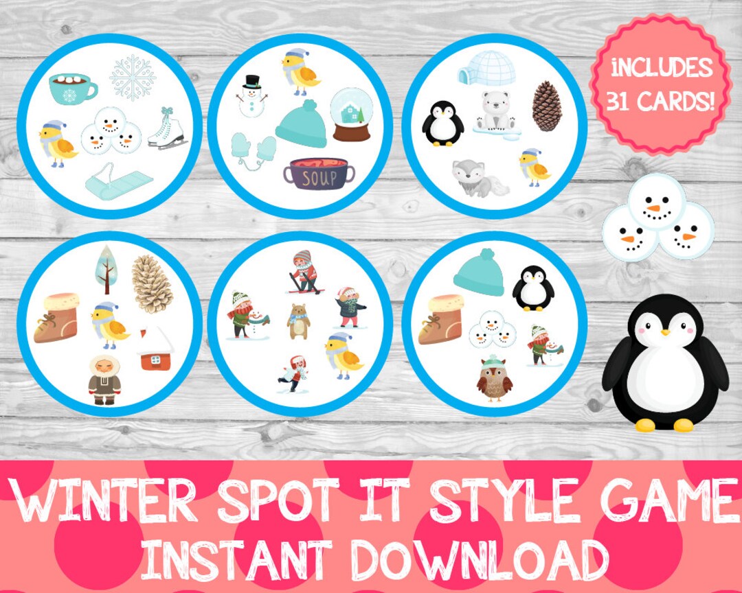 Winter Spot It Style Game, Winter Matching Game,find the Match, - Etsy