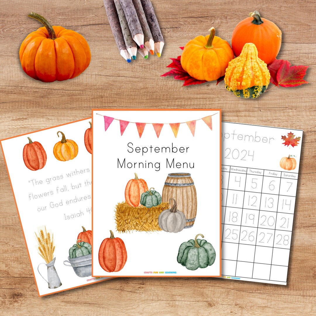 September 2024 Morning Menu Set, Autumn Morning Menu, Homeschool ...