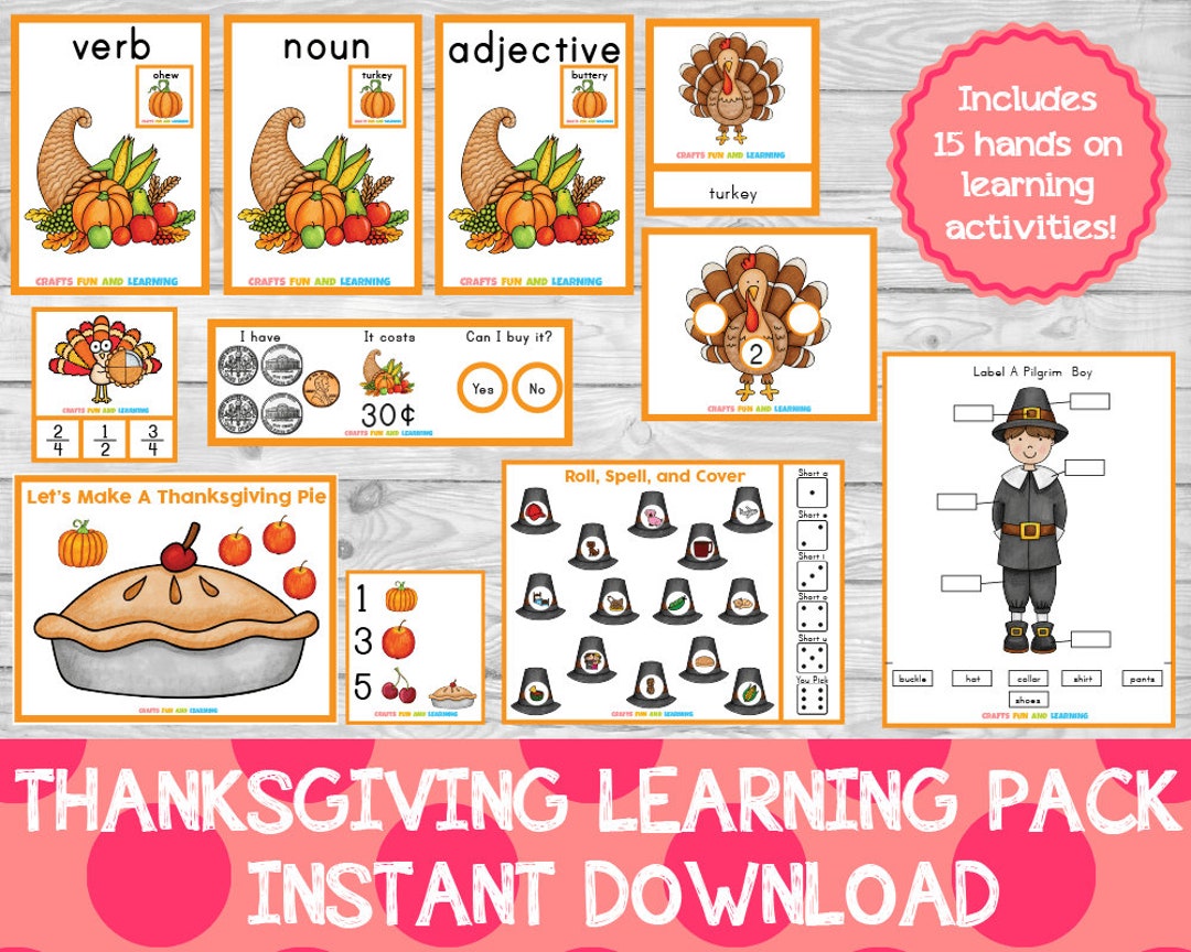 Thanksgiving Learning Pack - Etsy