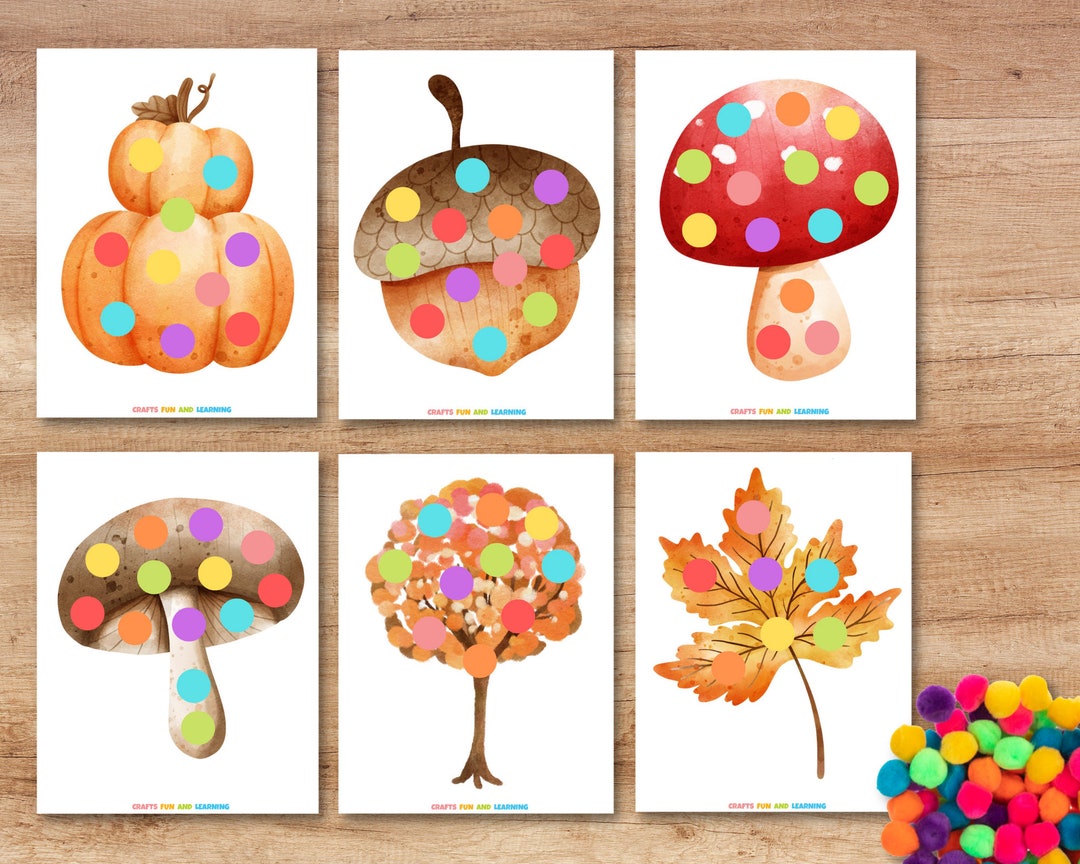 Autumn Pom Pom Activity Mats, Color Learning (digital Download) - Etsy