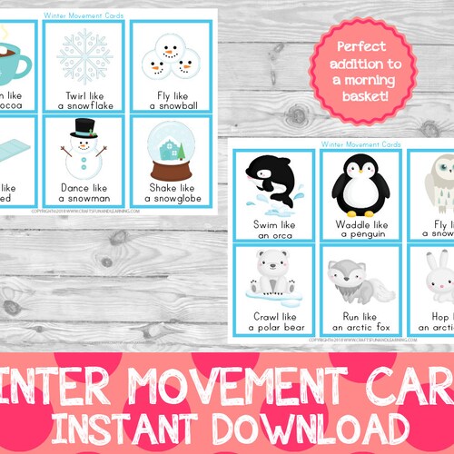 Winter Movement Cards Winter Action Cards Brain Break Cards | Etsy