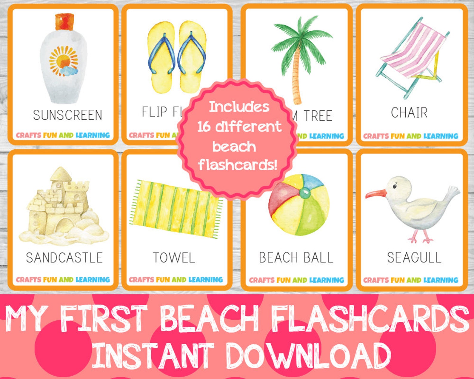 My First Beach Flashcards Learning Printables Ocean Learning | Etsy