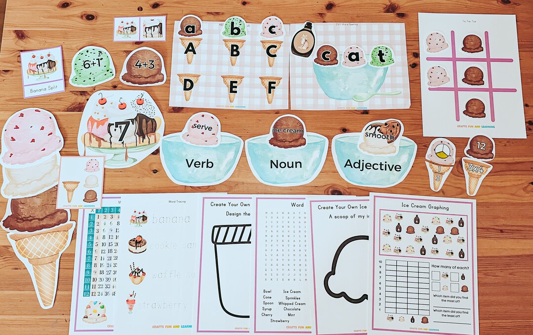Ice Cream Learning Pack, Learning Printables, Learning Pack, Summer ...