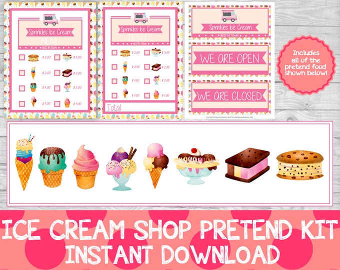 Ice Cream Shop Pretend Kit Pretend Ice Cream Shop Pretend - Etsy