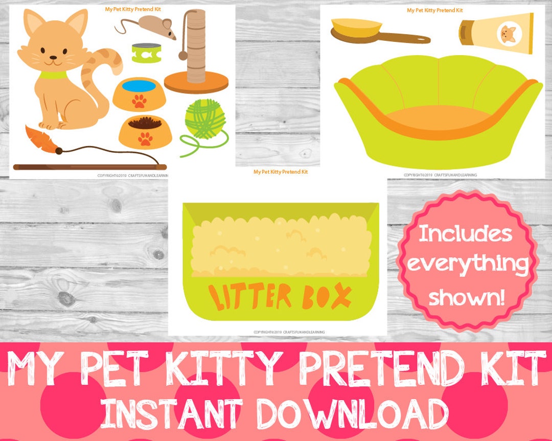 My Pet Kitty Pretend Kit, Pretend Play Printables, - Etsy