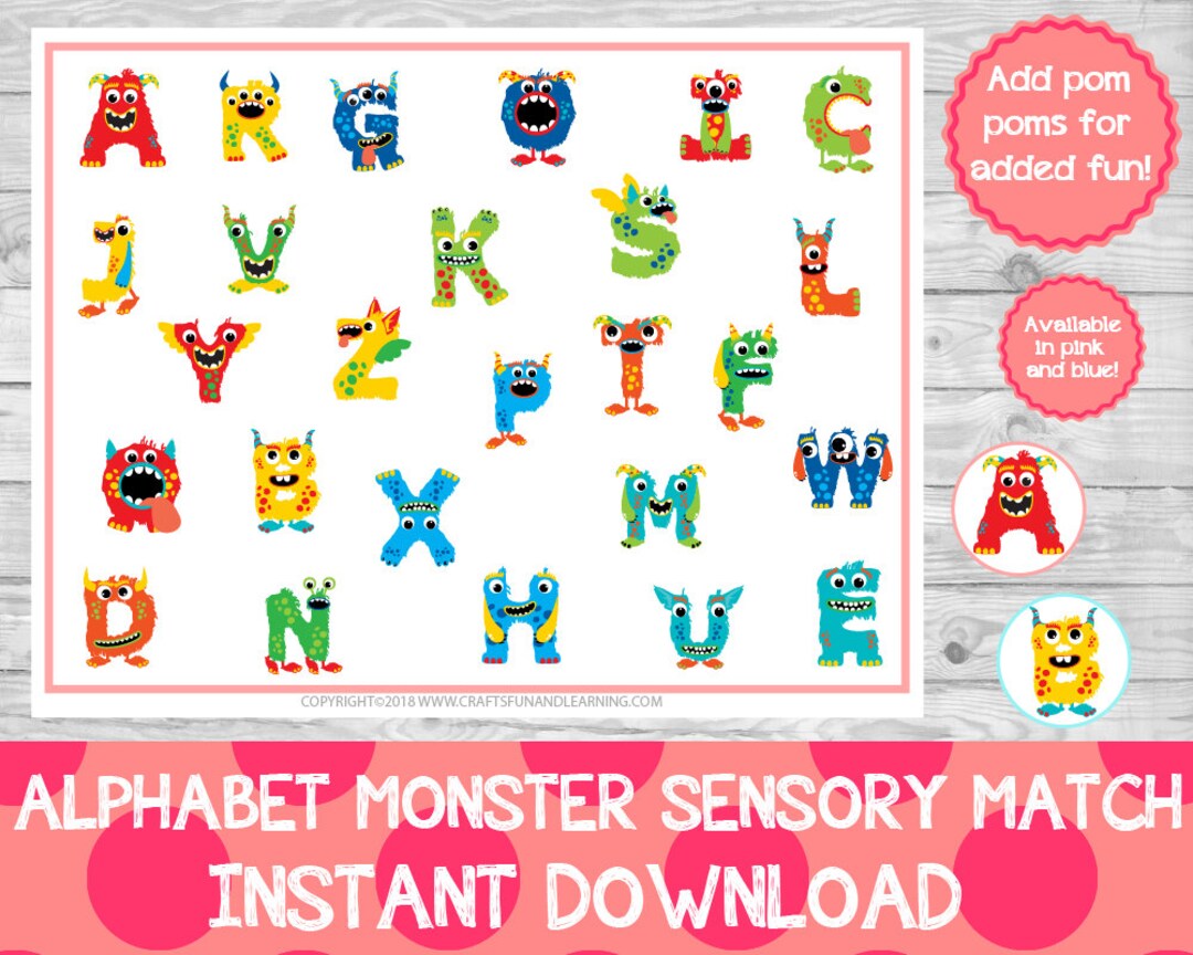 Alphabet Monster Sensory Match, Alphabet Monster Sensory Look and Find ...