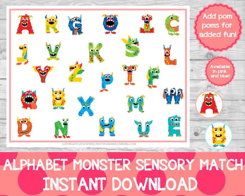 Alphabet Monster Sensory Match Alphabet Monster Sensory Look - Etsy