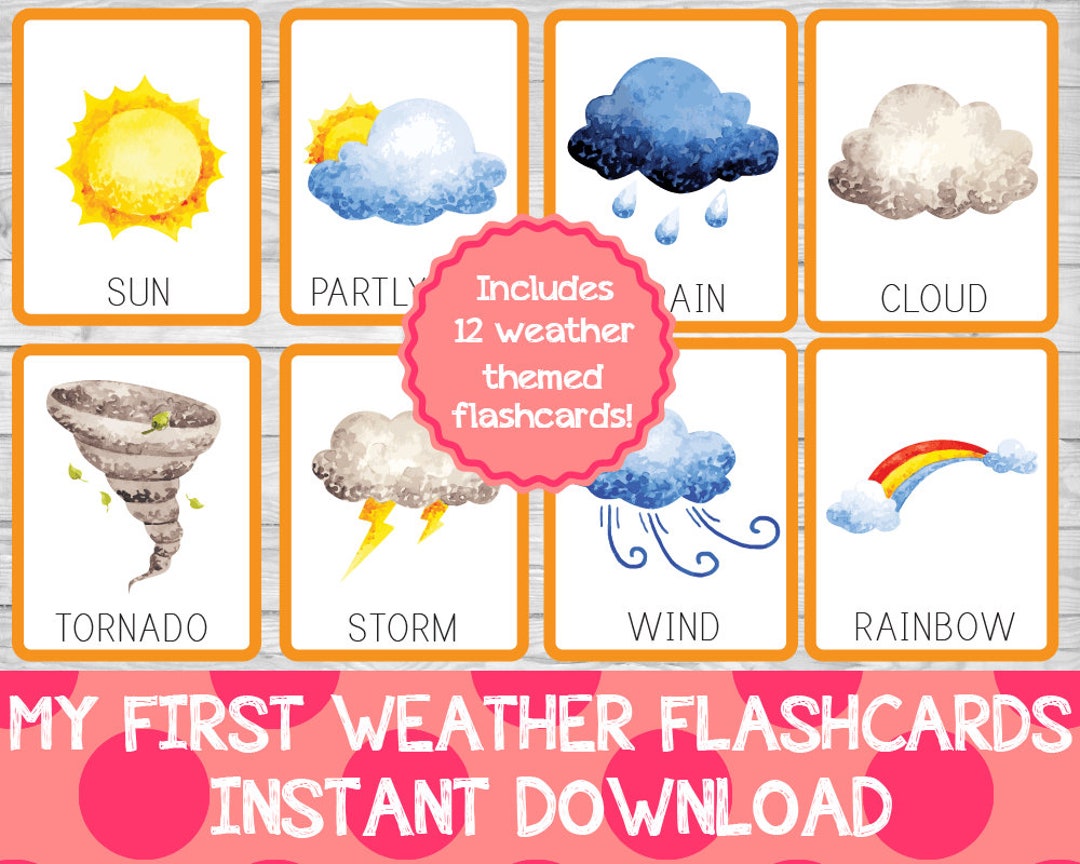 My First Weather Flashcards Set, Nature Flashcards, Weather Flashcards ...