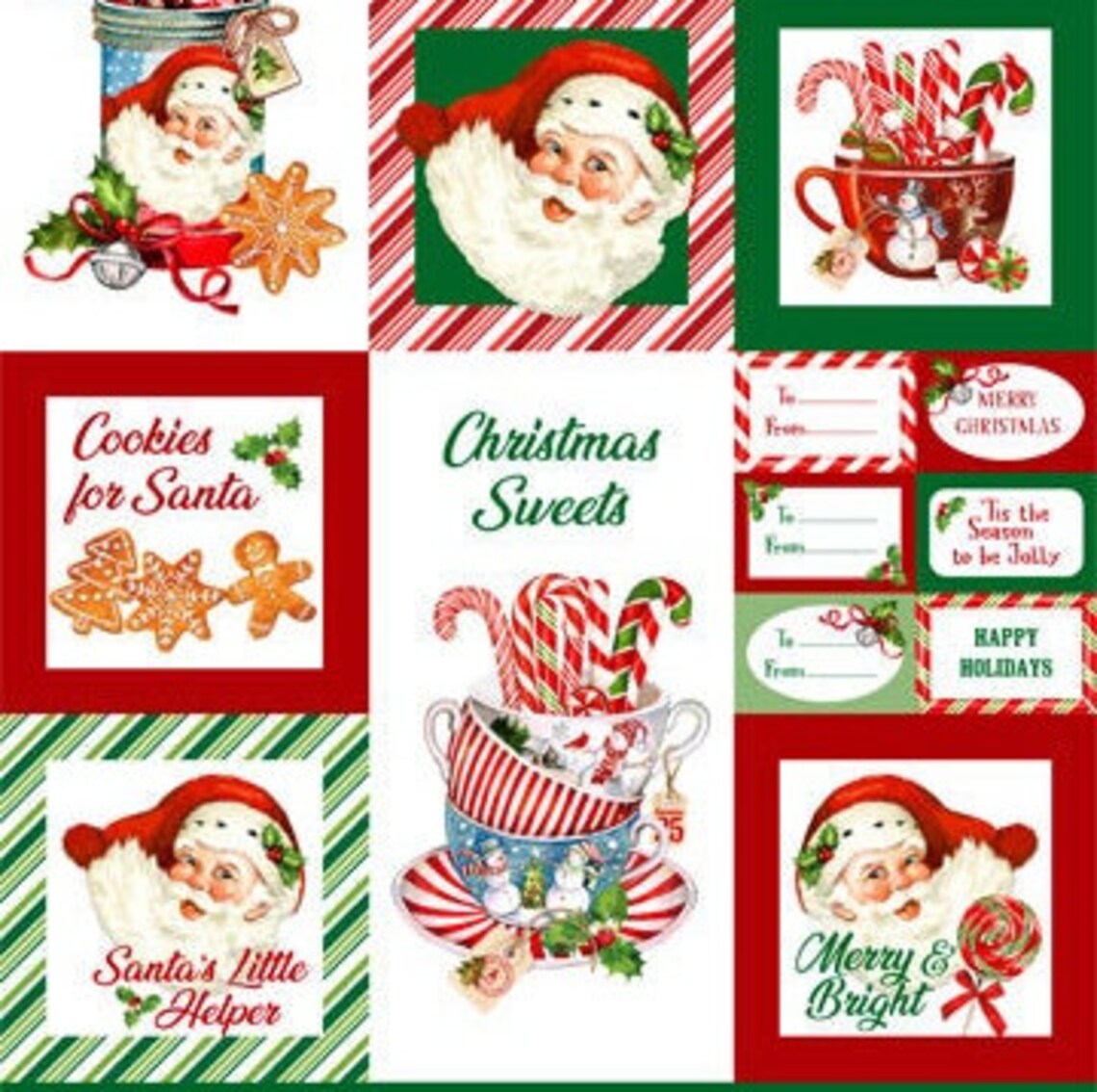 PEPPERMINT CANDY - Santa Panel - Christmas Panel 34" X 42" - Michel ...