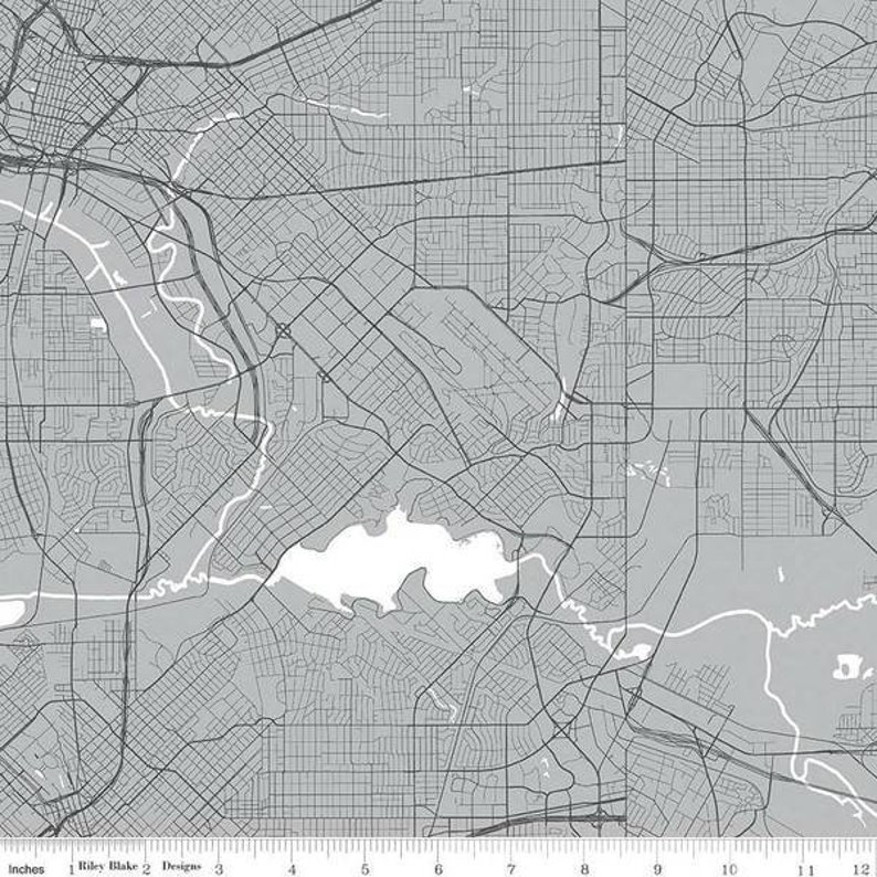DESTINATION City Map - Gray - 100% Cotton Quilting Fabric - Riley Blake ...