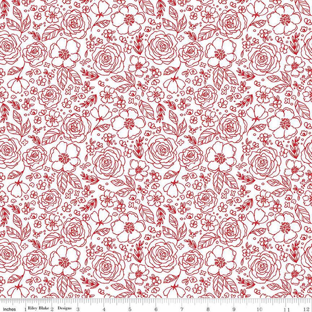 MY VALENTINE Lined Roses White Echo Park Paper Co - Riley Blake Designs ...