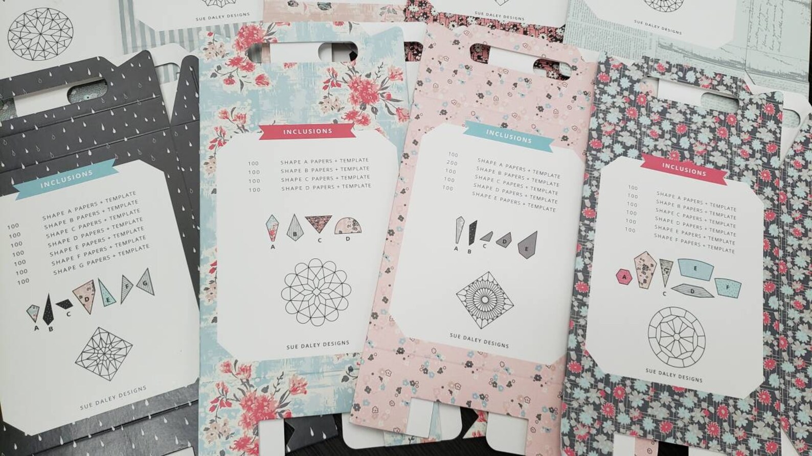 Sue Daley Abbie SET of 9 English Paper Piecing Pattern Kit - English ...