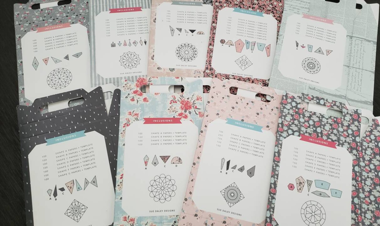 Sue Daley Abbie SET of 9 English Paper Piecing Pattern Kit - English ...