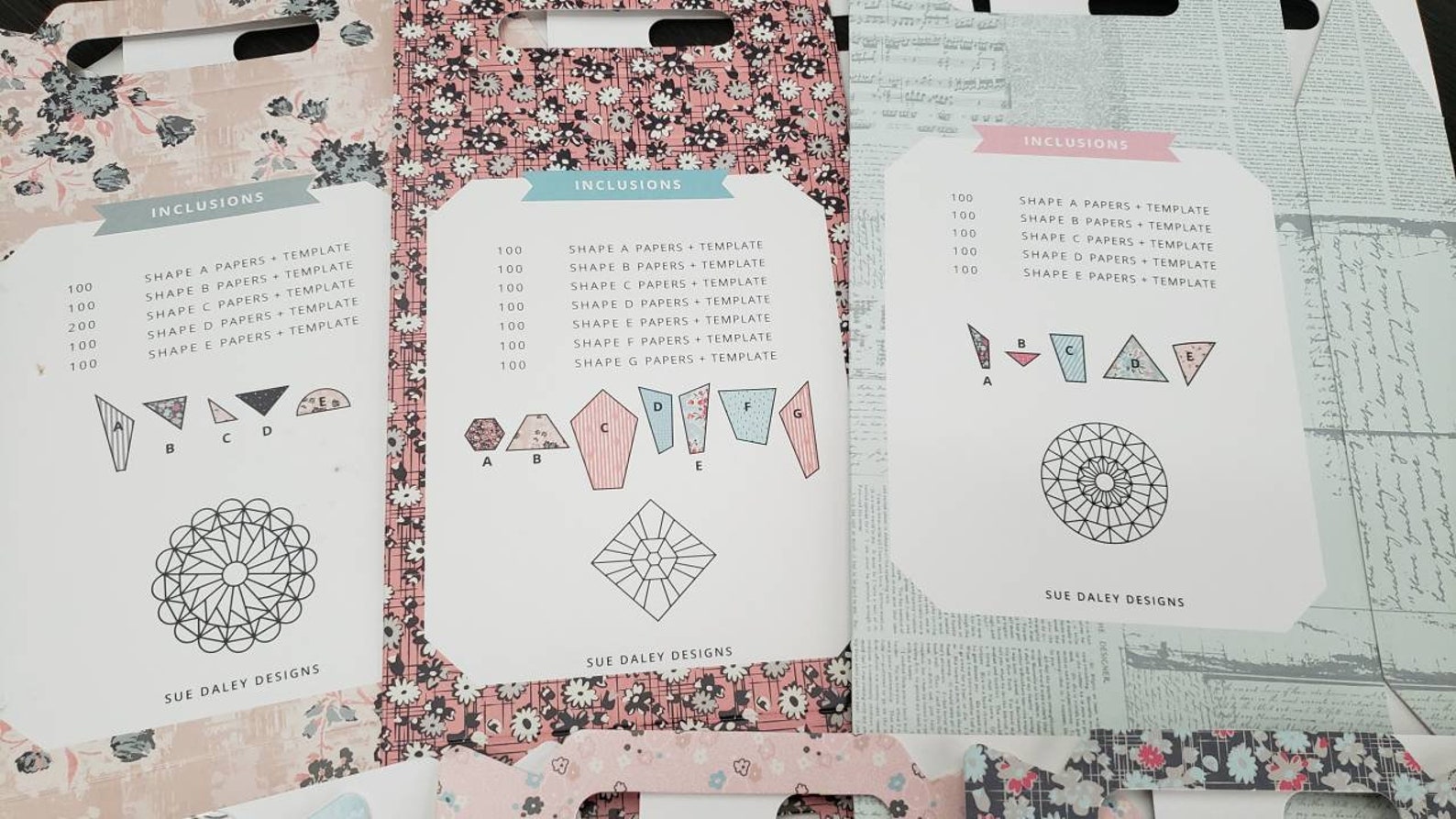 Sue Daley Abbie SET of 9 English Paper Piecing Pattern Kit - English ...