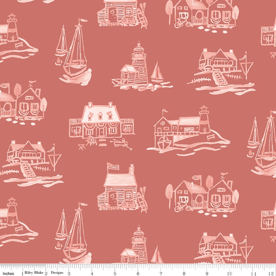 PORTSMOUTH Seaside Red Amy Smart - 100% Cotton Quilting Fabric Yardage ...
