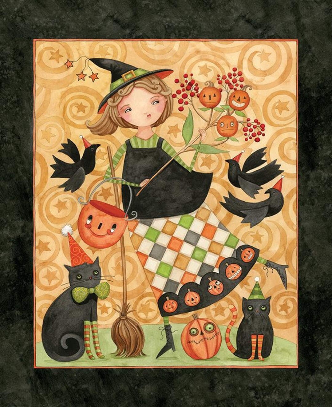 HALLOWEEN WHIMSY Whimsy Panel 36" X 42" Teresa Kogut Halloween 100% ...